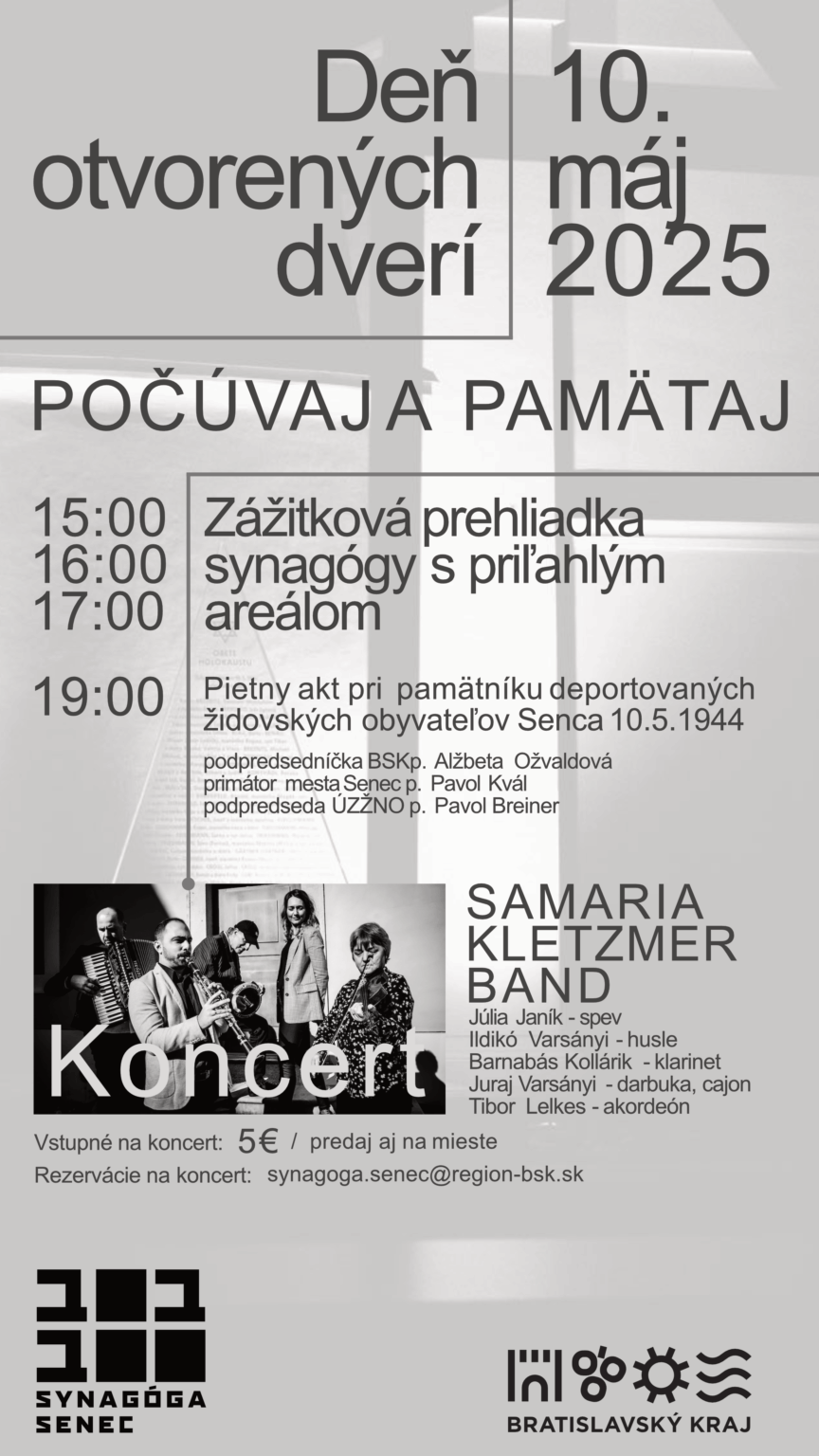 Počúvaj a pamätaj - Deň otvorených dverí synagóga Senec - Malokarpatské ...
